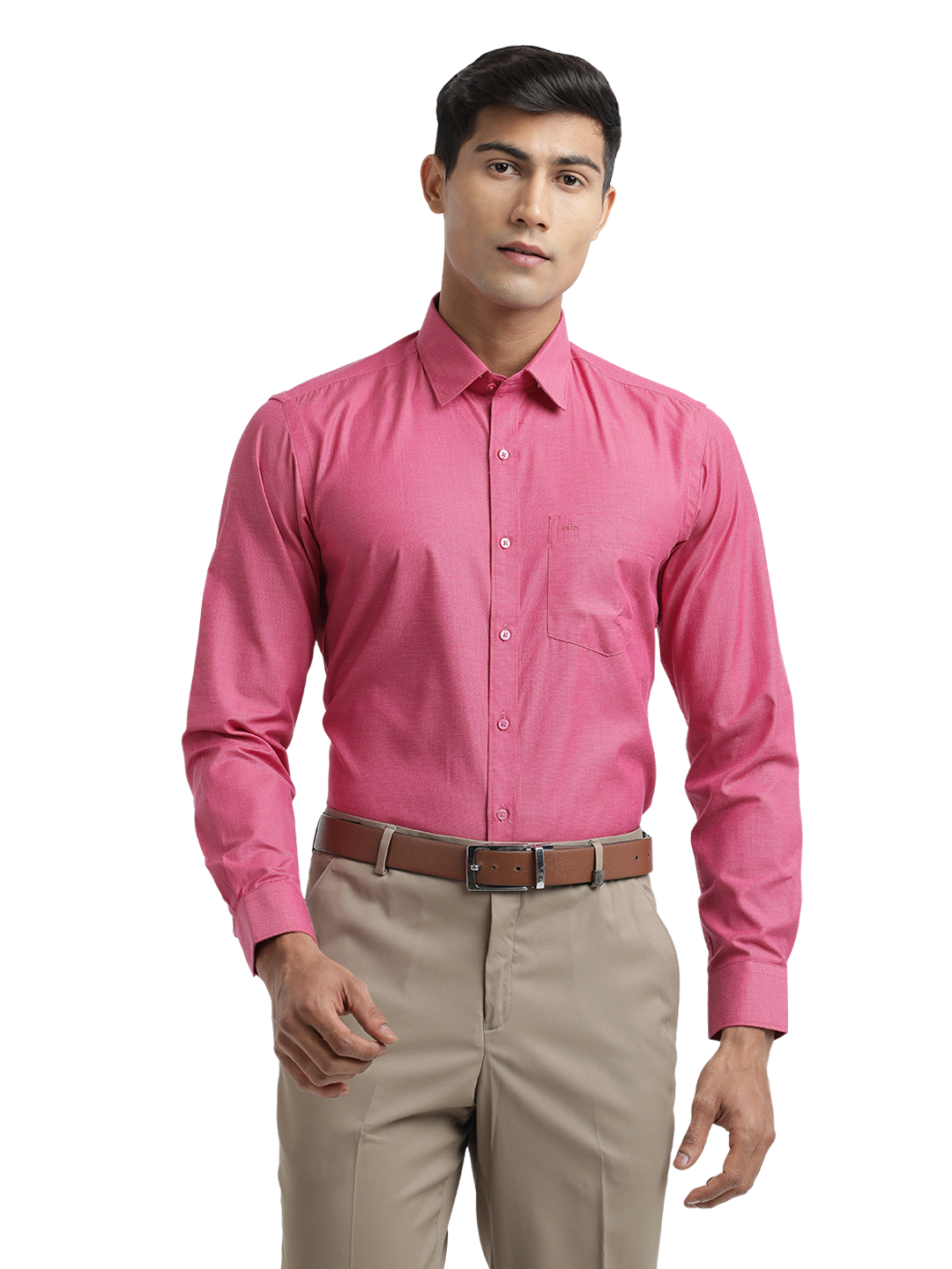 Dark Pink Fil-a-Fil Solid Shirt – ottostore.com